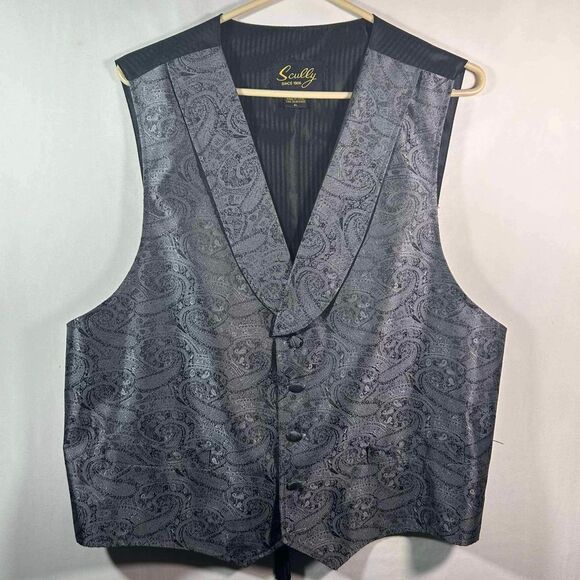 SKULLY | Jackets & Coats | Scully Western Vest Mens Xl Grey Paisley ...